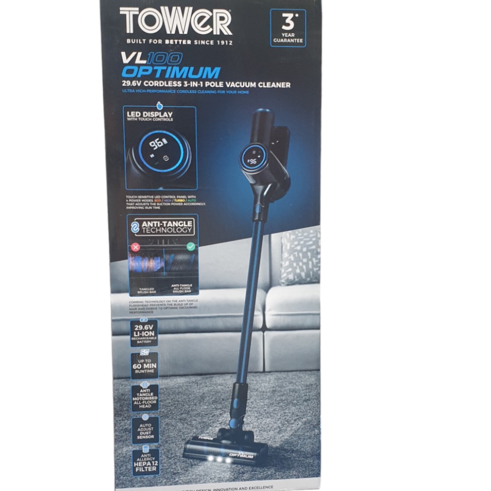 New Tower VL100 Optimum 29.6V Cordless 3-in-1 Pole Vacuum Cleaner ...